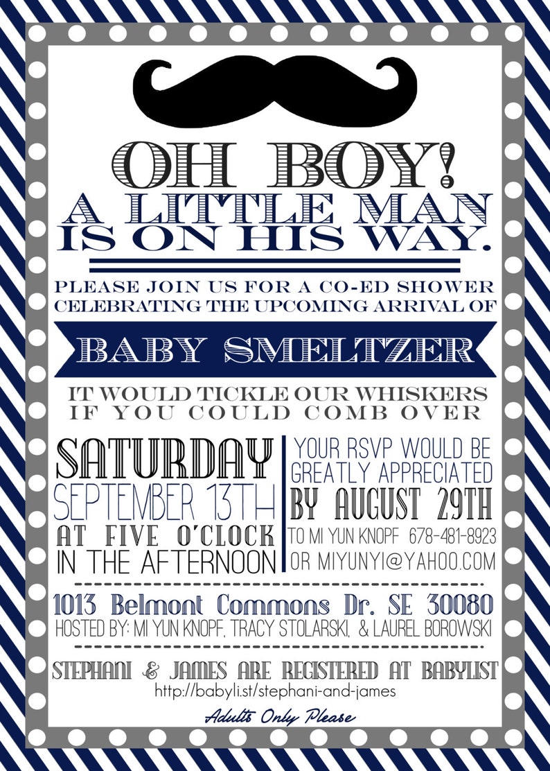 Little Man Baby Shower [preppy Shower Invite Featuring Preppy Elements ...