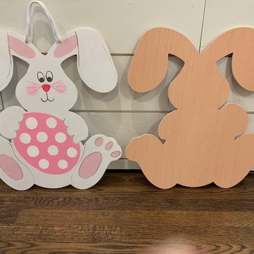 Wood Easter Bunny Door Hanger Blank Cut Out DIY - Etsy