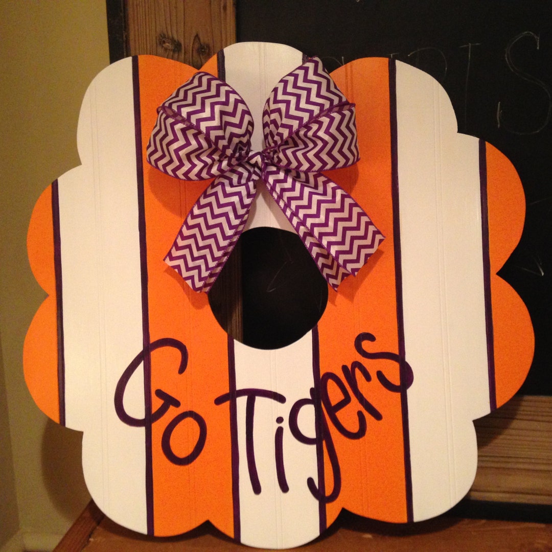 Clemson Wreath, Go Tigers Wreath, Orange and Purple, College Football ...