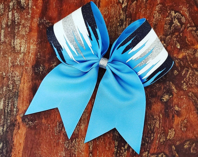 Custom Black Gold and White Paint Drip Cheer Bow / Softball Bow / Dance ...