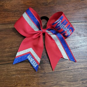 Custom Striped and Chevron Cheer Bow With Name. - Etsy