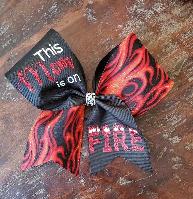 This Girl/coach/mom is on Fire Cheer Bow/ Dance Bow/ Softball - Etsy