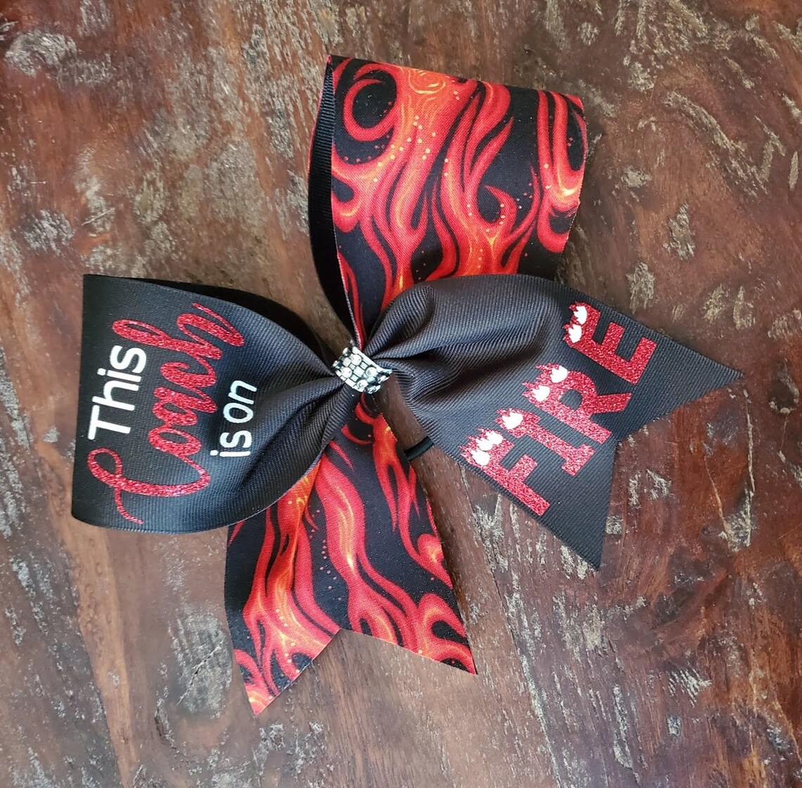 This Girl/coach/mom is on Fire Cheer Bow/ Dance Bow/ Softball - Etsy