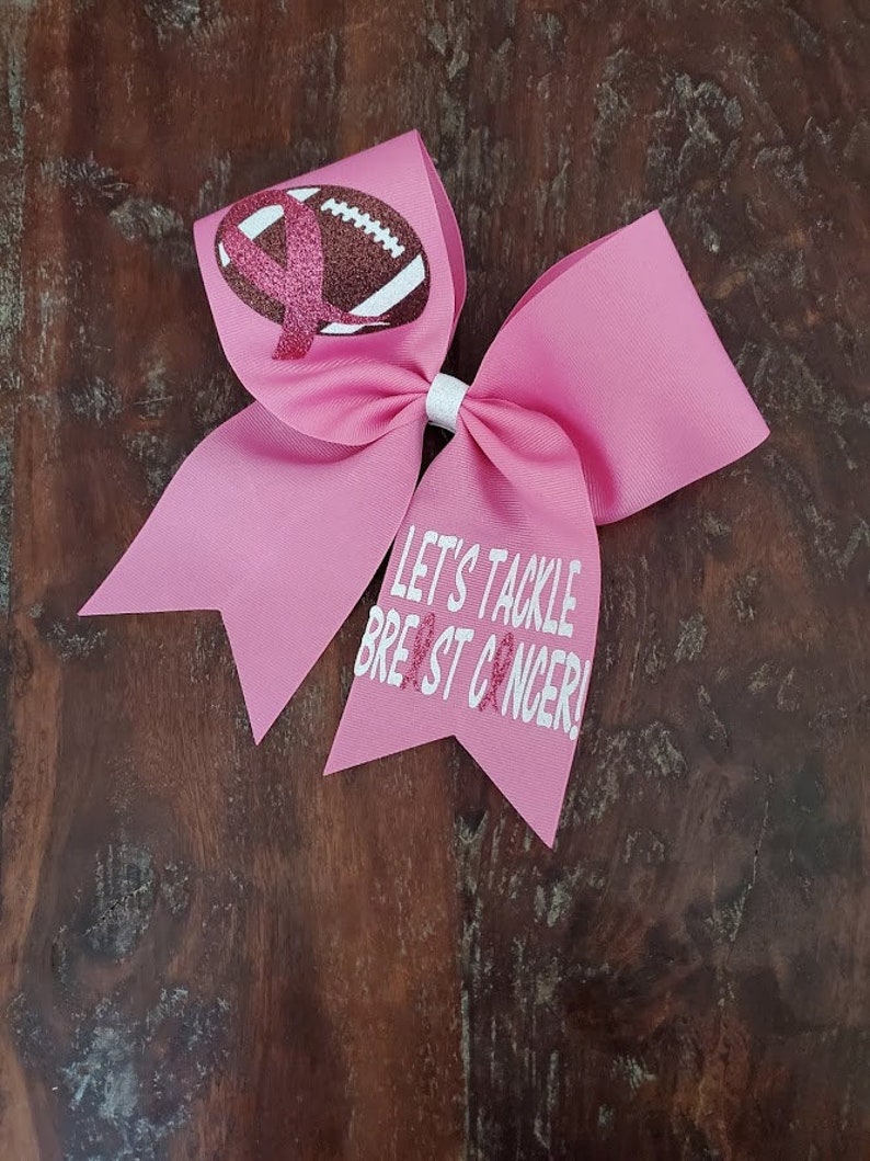 Custom Pink Breast Cancer Awareness Cheer Bow | Etsy