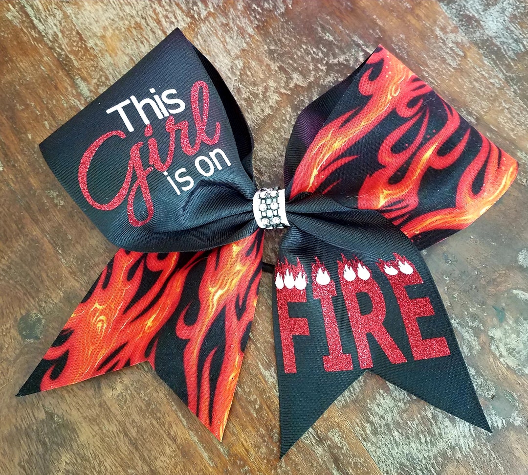 This Girl/coach/mom is on Fire Cheer Bow/ Dance Bow/ Softball Bow - Etsy