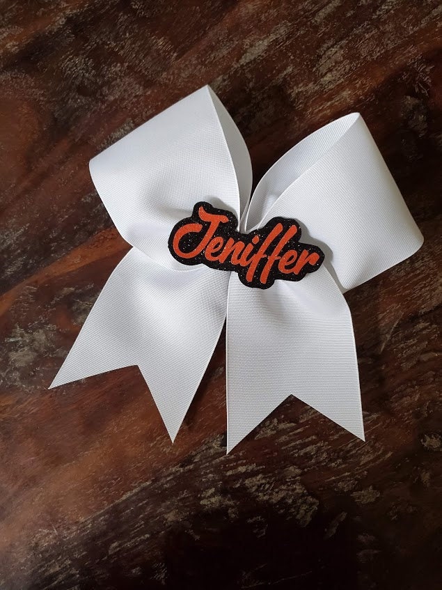Custom Solid Ribbon Bow with Center name | Etsy