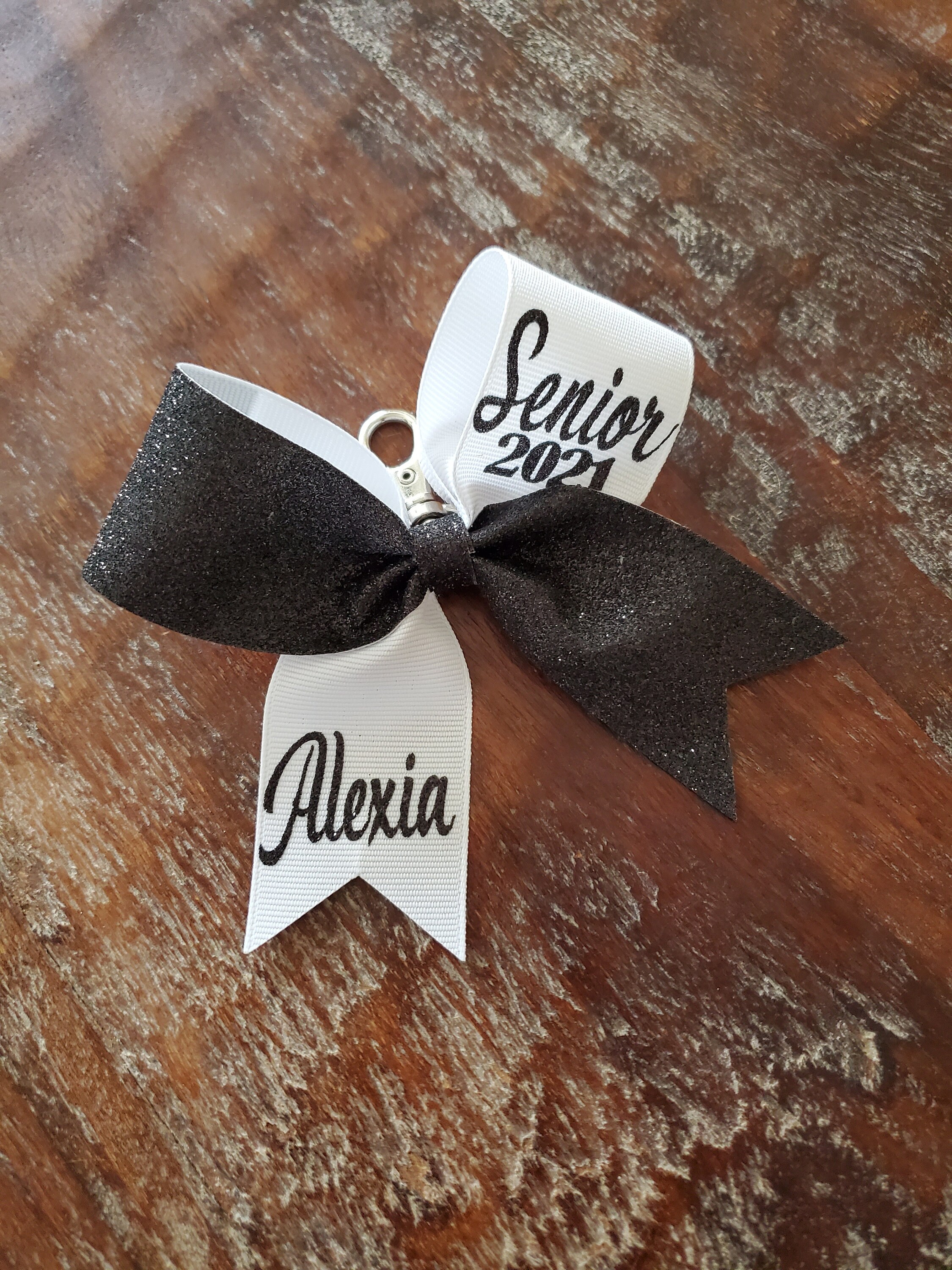 Custom MINI Bow Key-chain With Half Glitter and 2 Names | Etsy