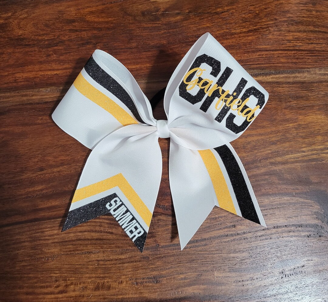 Custom Striped and Chevron Cheer Bow With Name. - Etsy