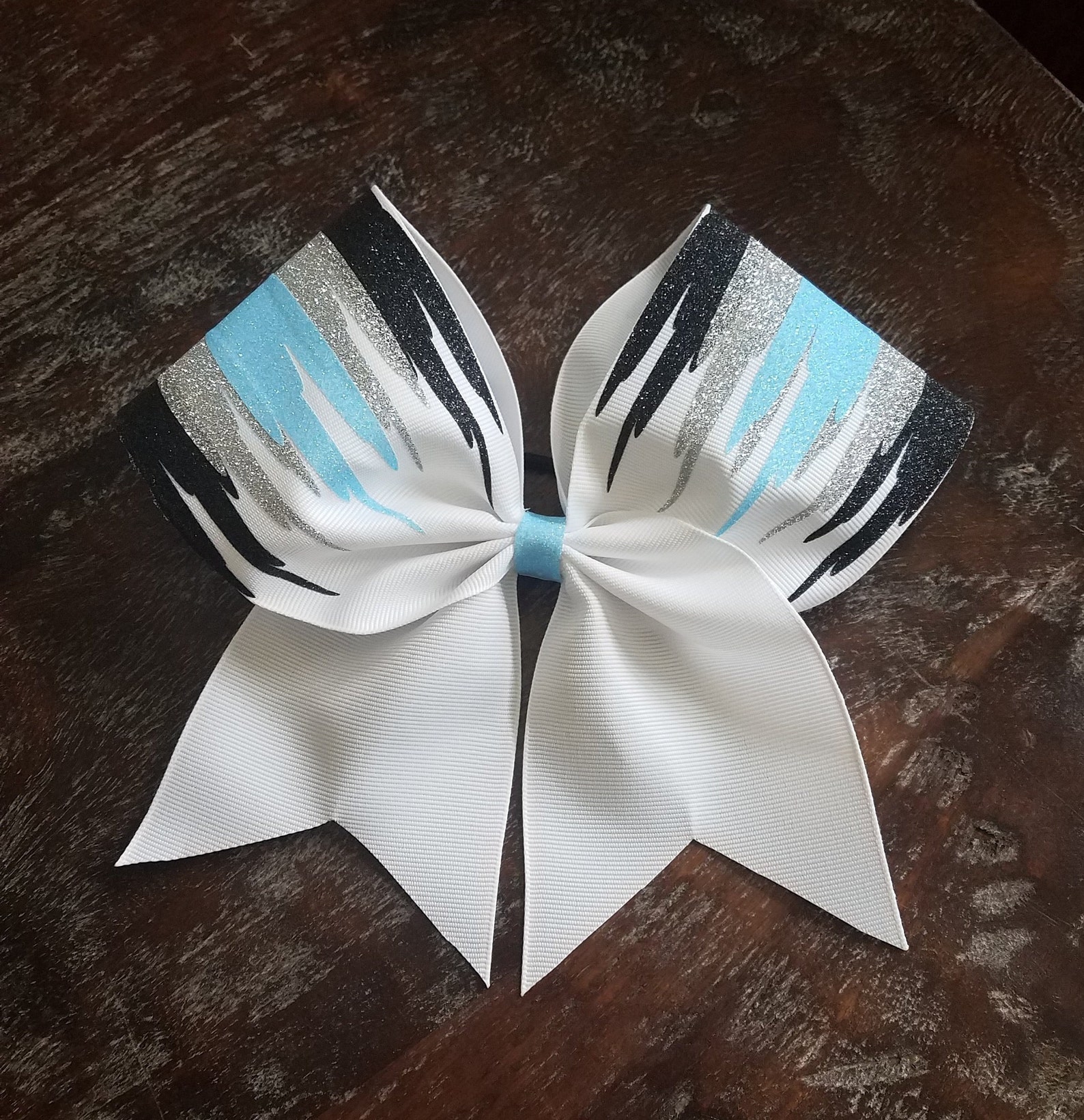 Blue Black White and Silver Paint Drip Cheer Bow/dance - Etsy