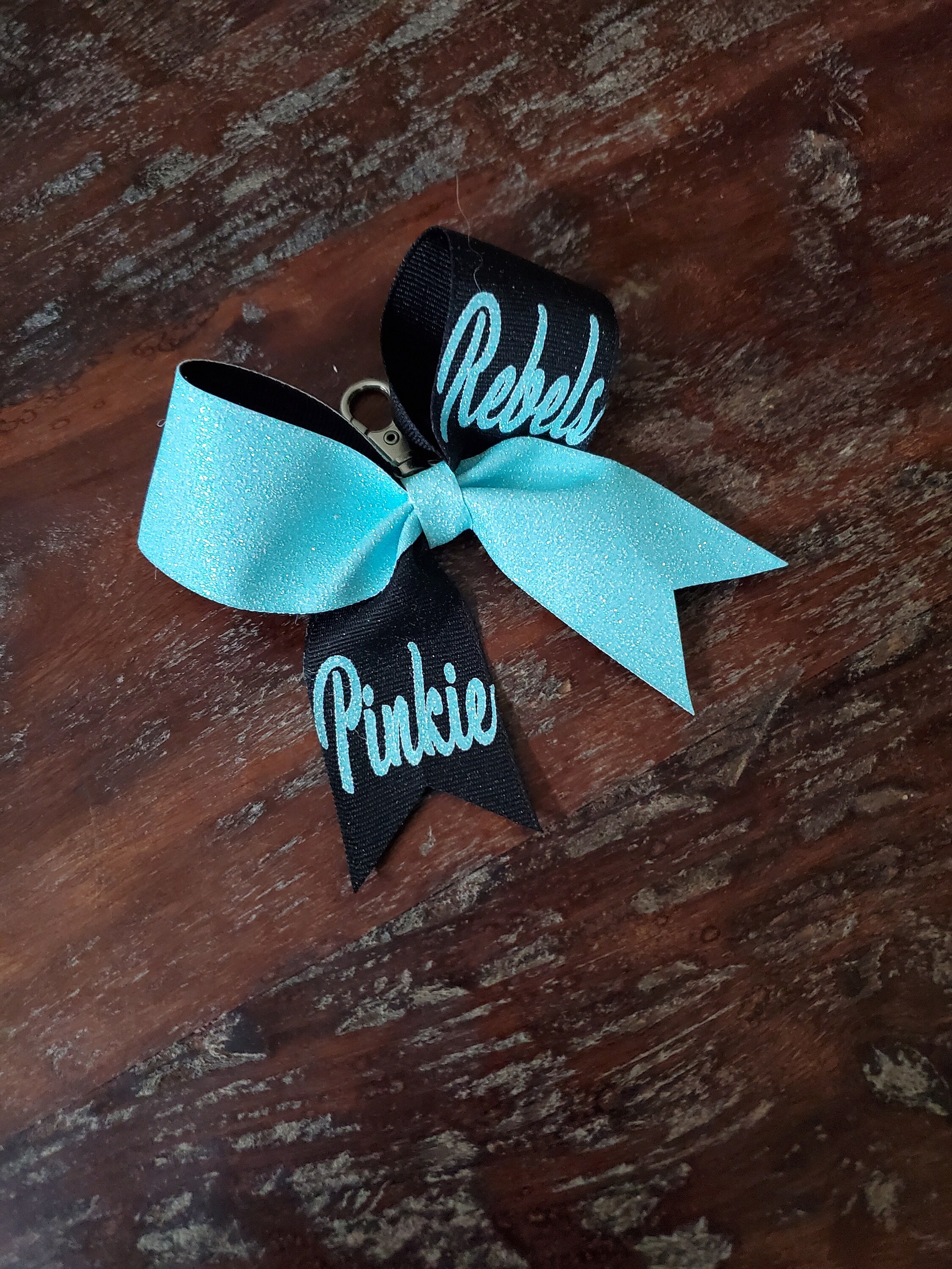 Custom MINI Bow Key-chain With Half Glitter and 2 Names | Etsy