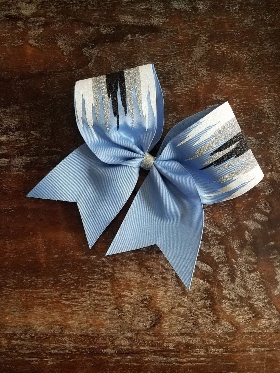 Blue Black White and Silver Paint Drip Cheer Bow/dance - Etsy