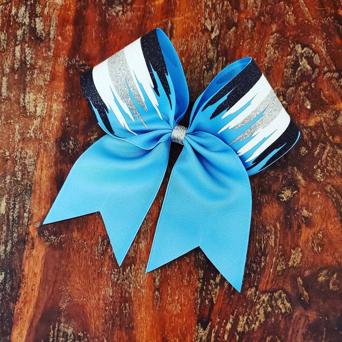 Blue Black White and Silver Paint Drip Cheer Bow/dance - Etsy