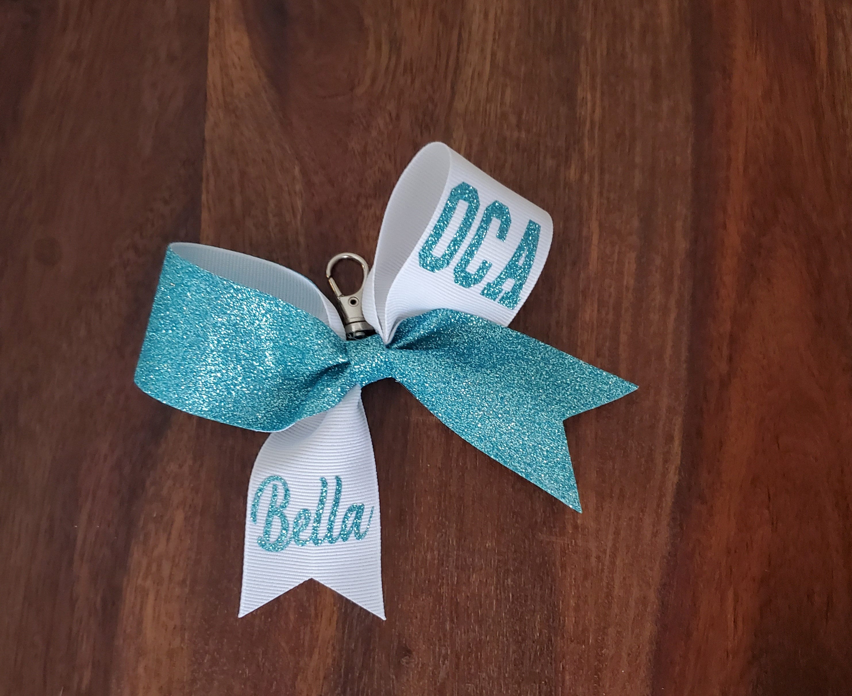 Custom MINI Bow Key-chain With Half Glitter and 2 Names | Etsy