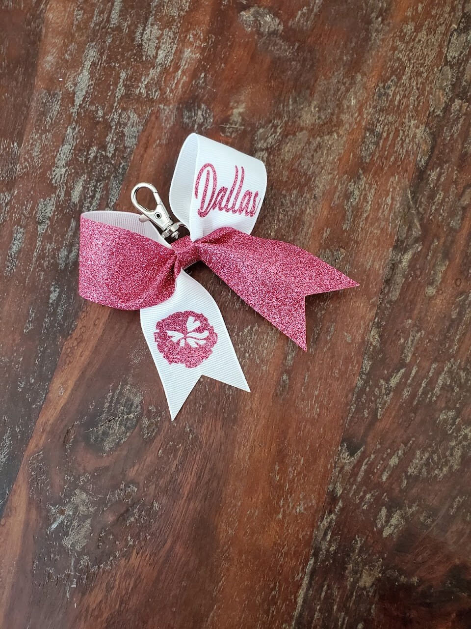 Custom MINI Bow Key-chain With Half Glitter and 2 Names | Etsy