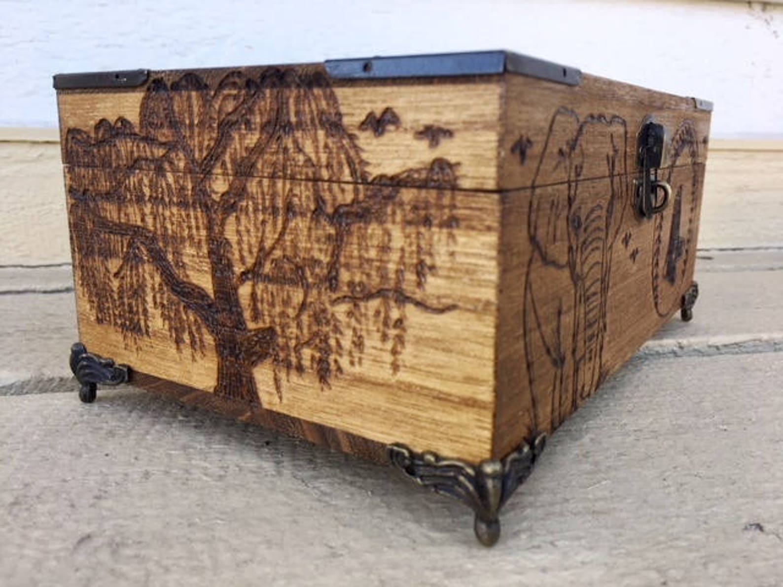 Custom Keepsake Box Hand Burned Wood Anniversary Gift | Etsy