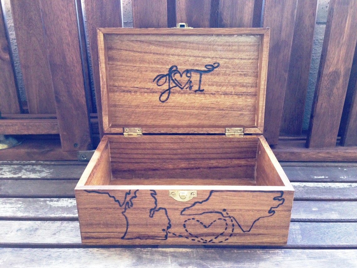 Custom Keepsake Box, Hand Burned Wood, Anniversary Gift, Wedding Gift ...