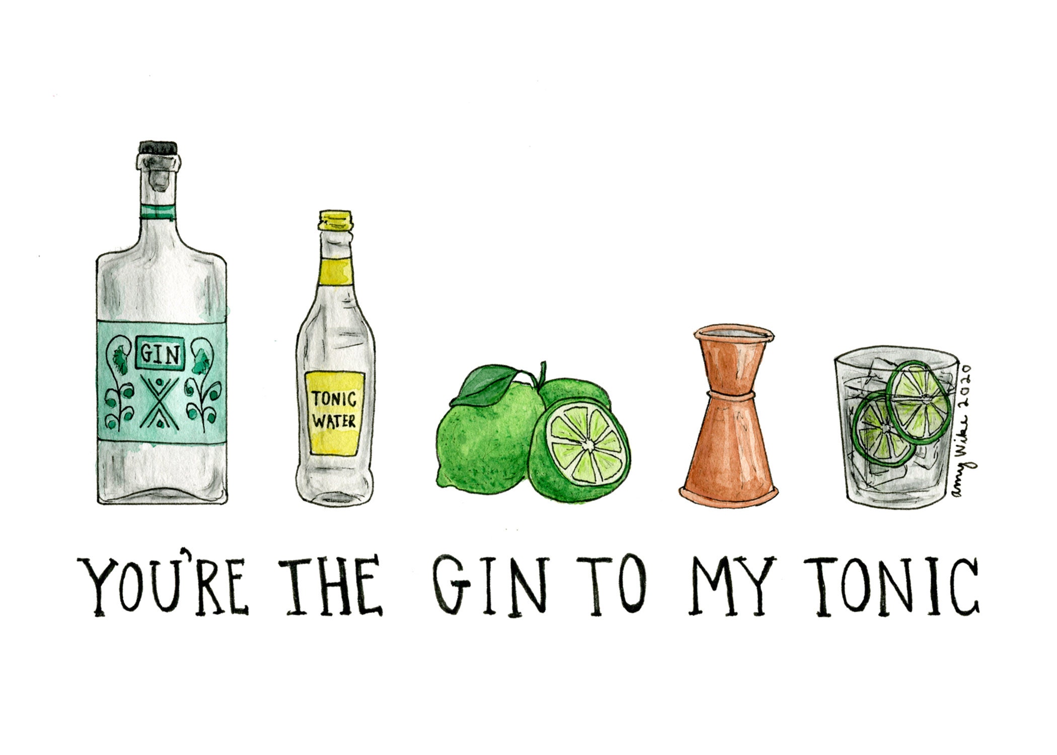 Gin to My Tonic Greeting Card / Individual or Card Set - Etsy