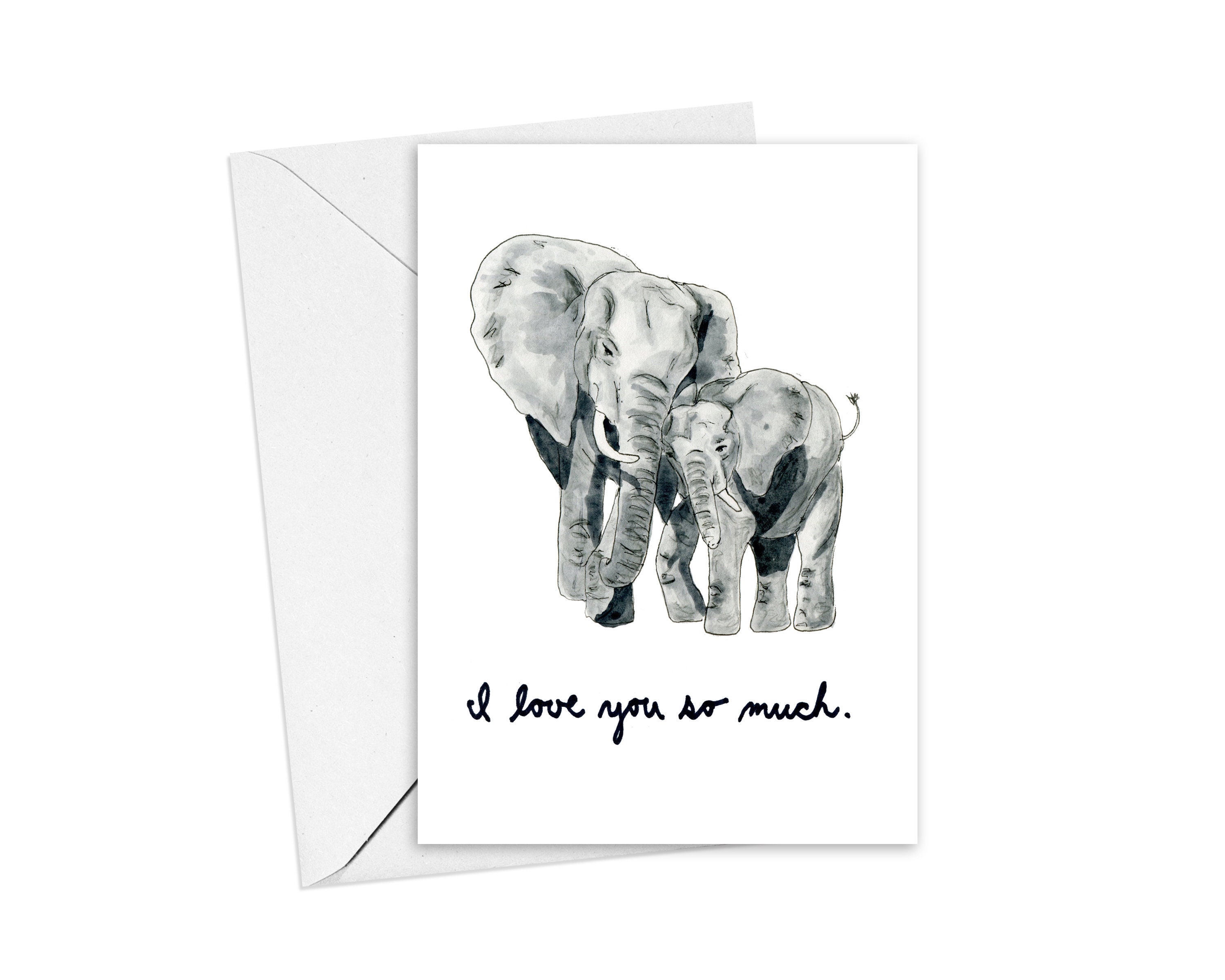 Elephant I Love You Greeting Card / Individual or Card Pack - Etsy