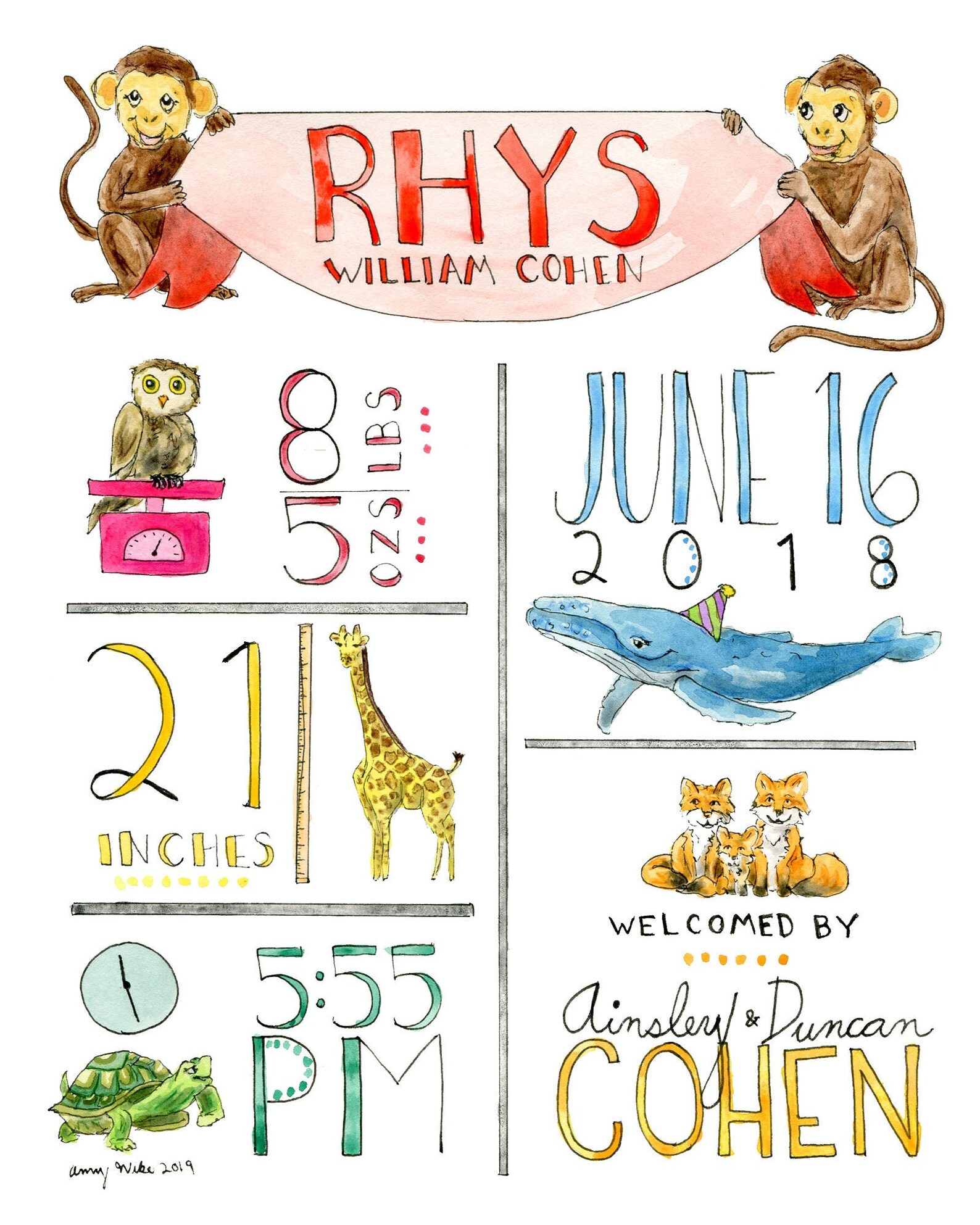 Custom Birth Announcement / Birth Statistics / Nursery - Etsy