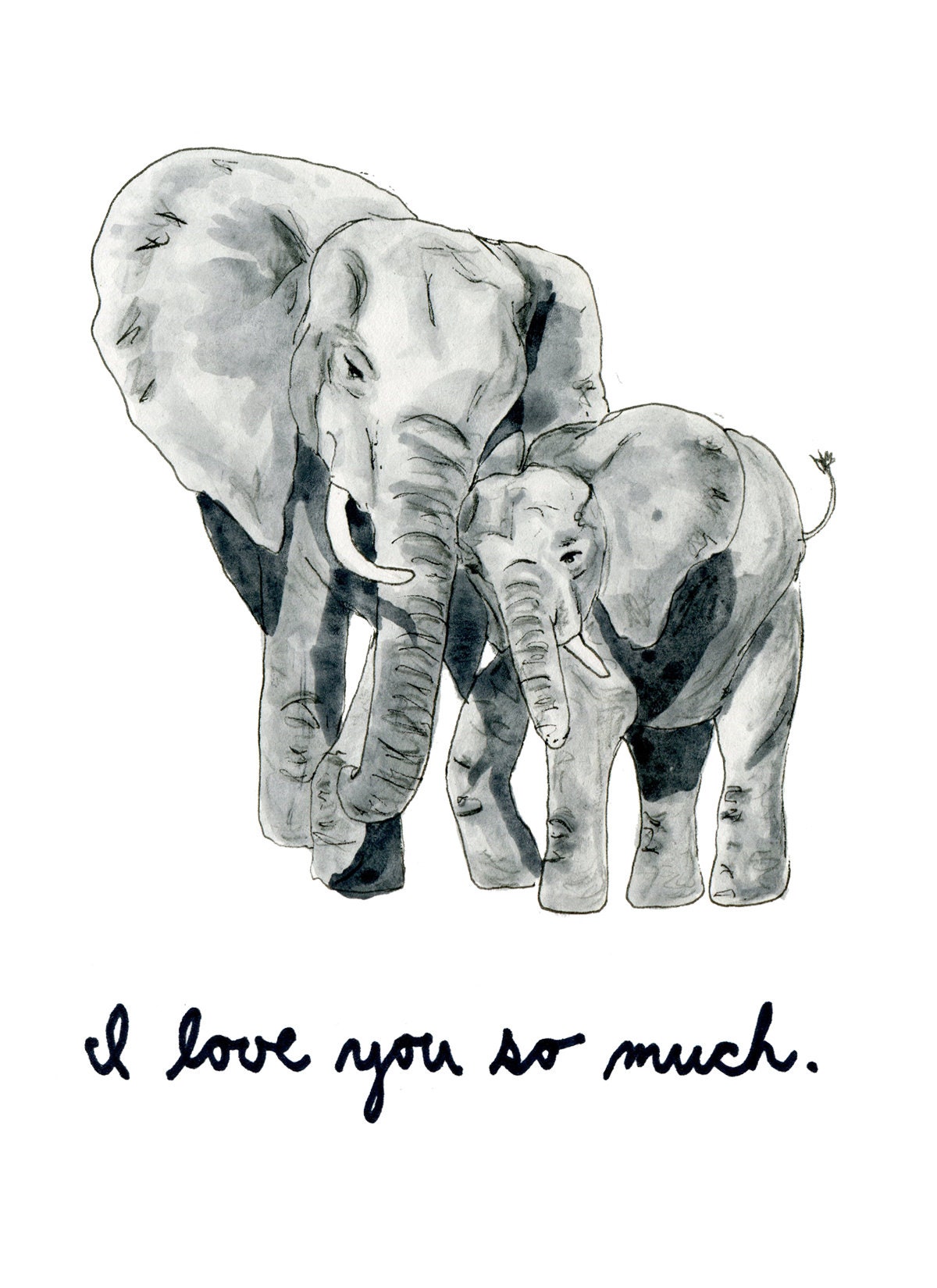 Elephant I Love You Greeting Card / Individual or Card Pack - Etsy