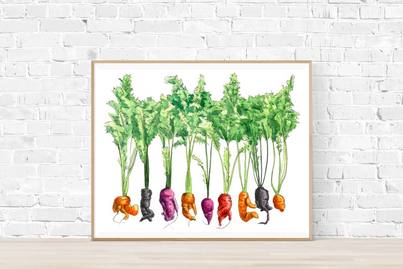 Funky Carrots Watercolor Art Print - Etsy