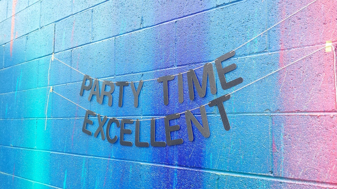 PARTY TIME EXCELLENT -party Banner-gold Glitter-black Glitter-pink ...