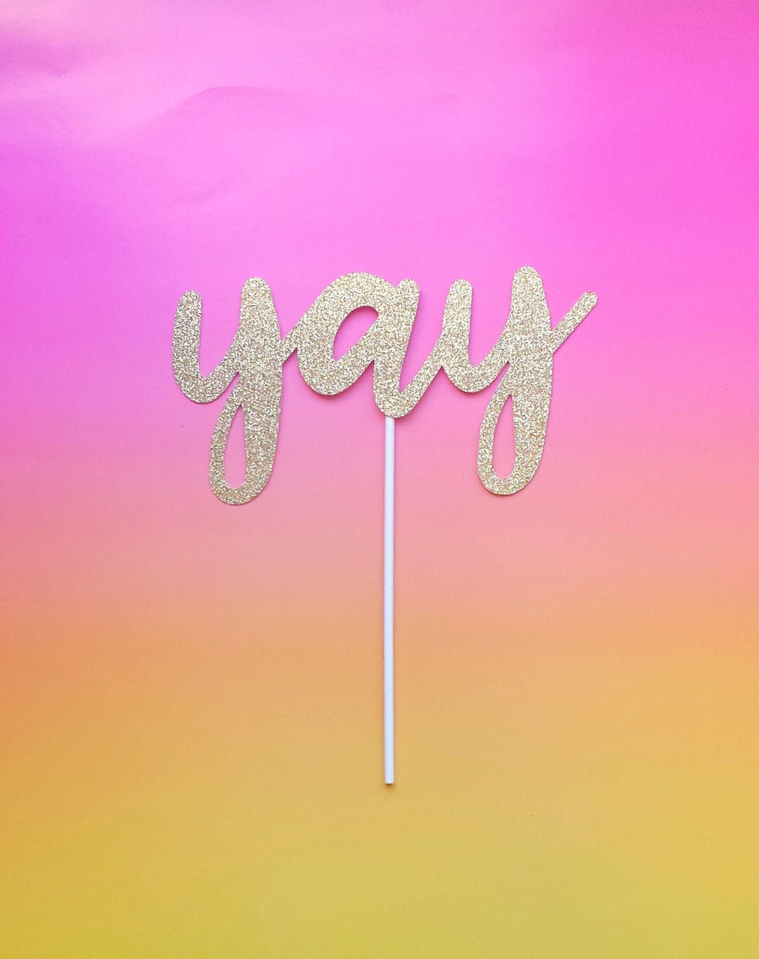 YAY Cake Topper -gold Glitter-black Glitter-pink Glitter-graduation ...