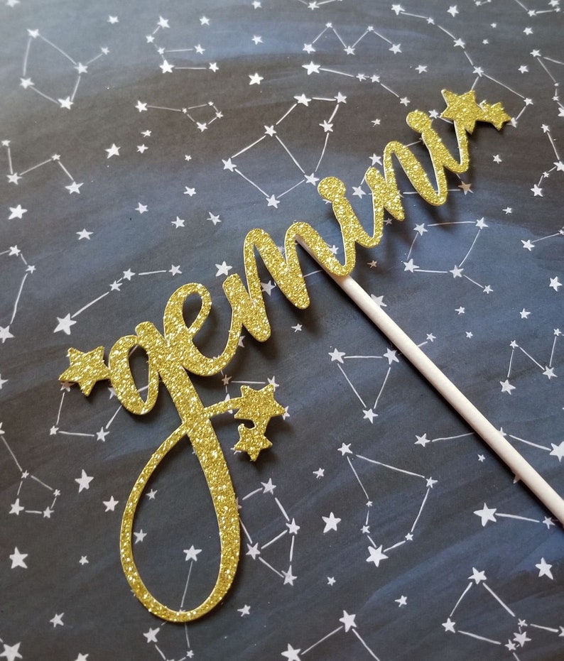 Gemini Cake Topper Zodiac Cake Topper Gemini Party Decor | Etsy