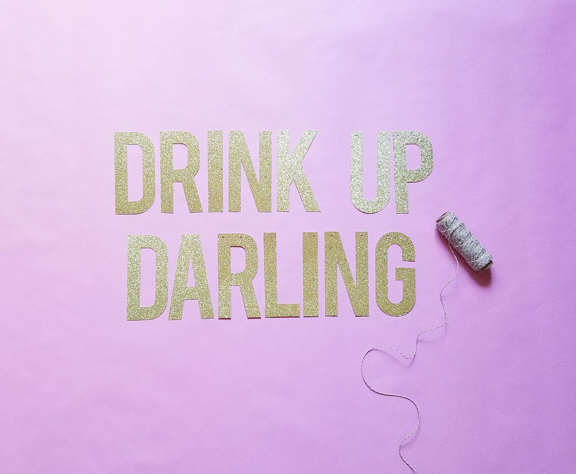 DRINK UP DARLING Party Banner-bar Decor-bar Sign-wall Decor-birthday ...