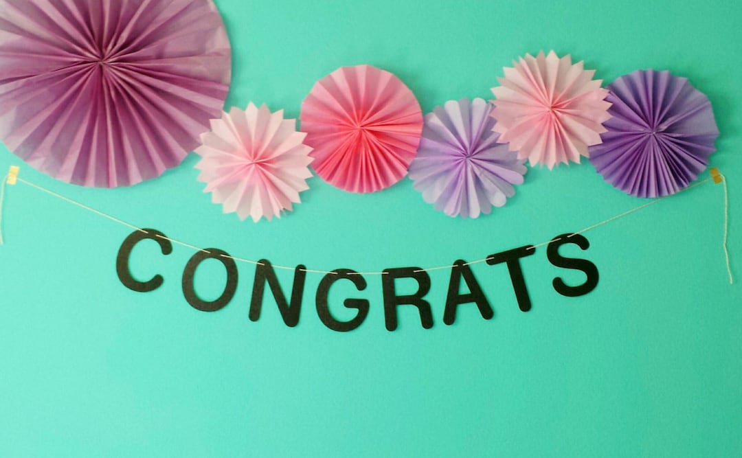 CONGRATS Party Banner-gold Glitter-black Glitter-pink Glitter ...