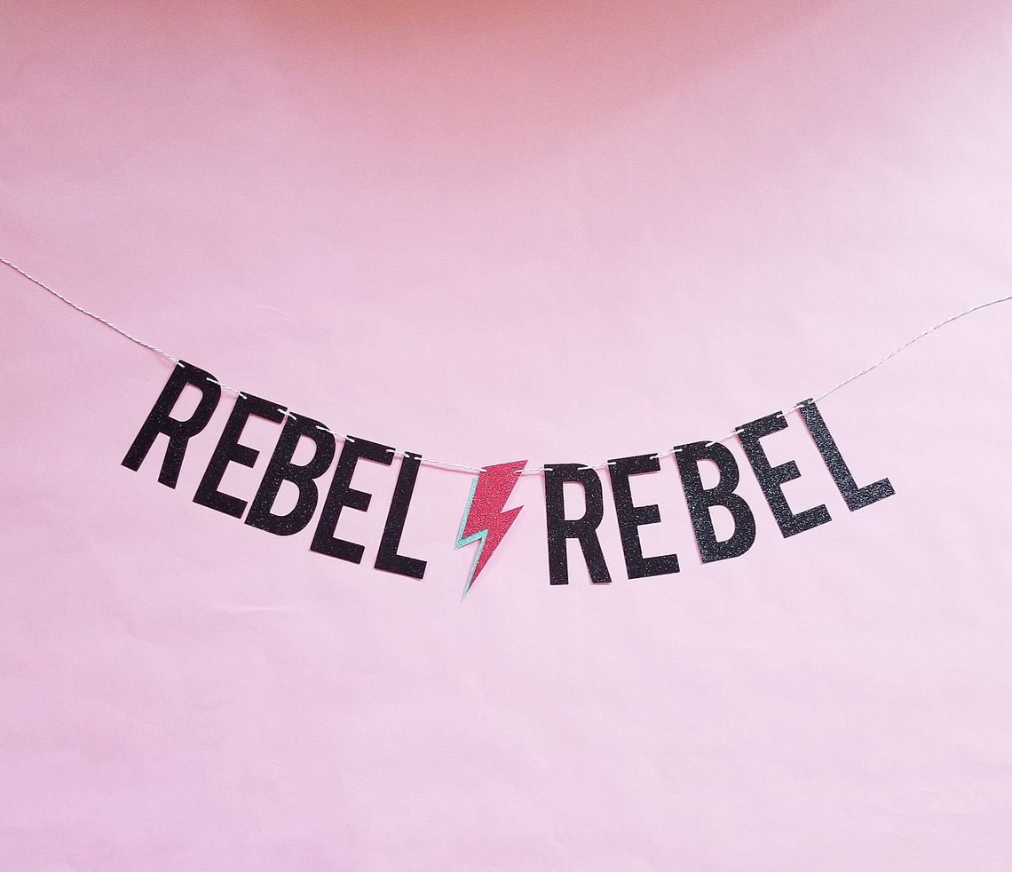 REBEL REBEL Banner-party Banner-glitter Banner-wall Decor-dorm Room ...