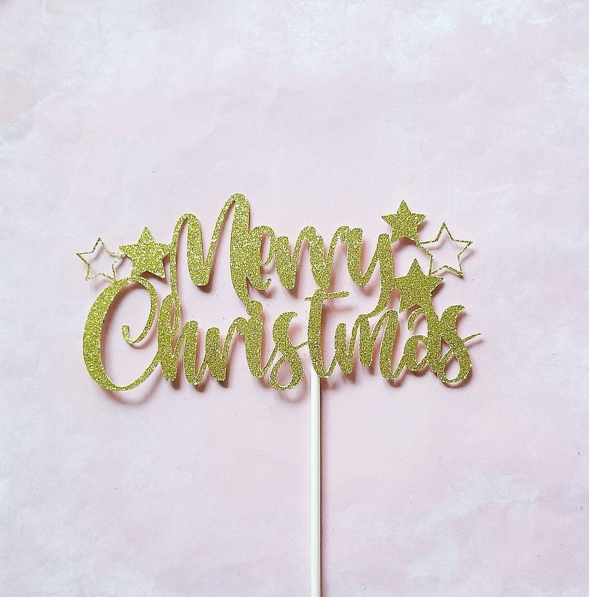 Merry Christmas Cake Topper - Christmas Cake Topper- Holiday Cake ...