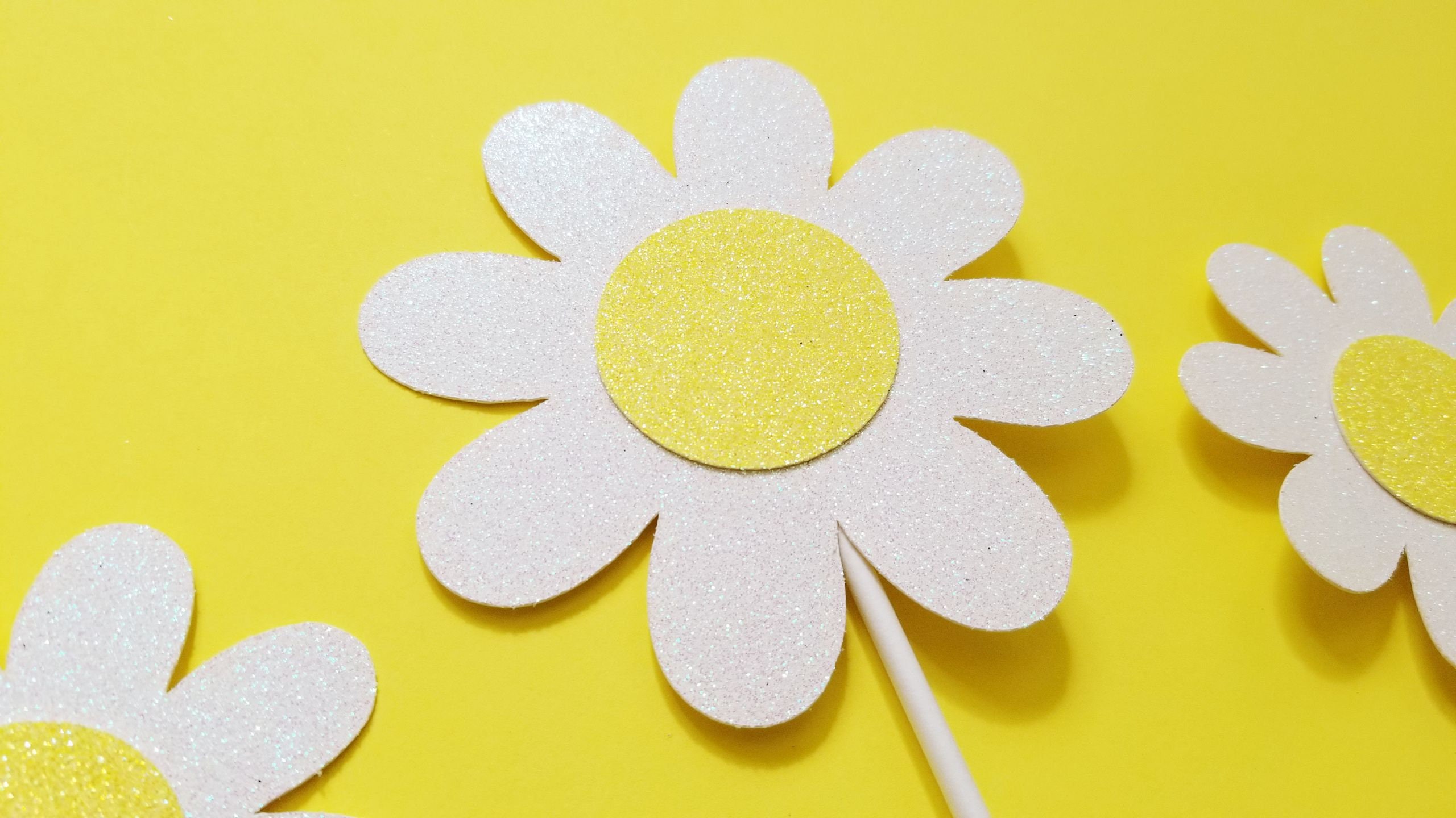 Daisy Flower Cake Toppers-glitter Cake Topper-floral-birthday Cake ...