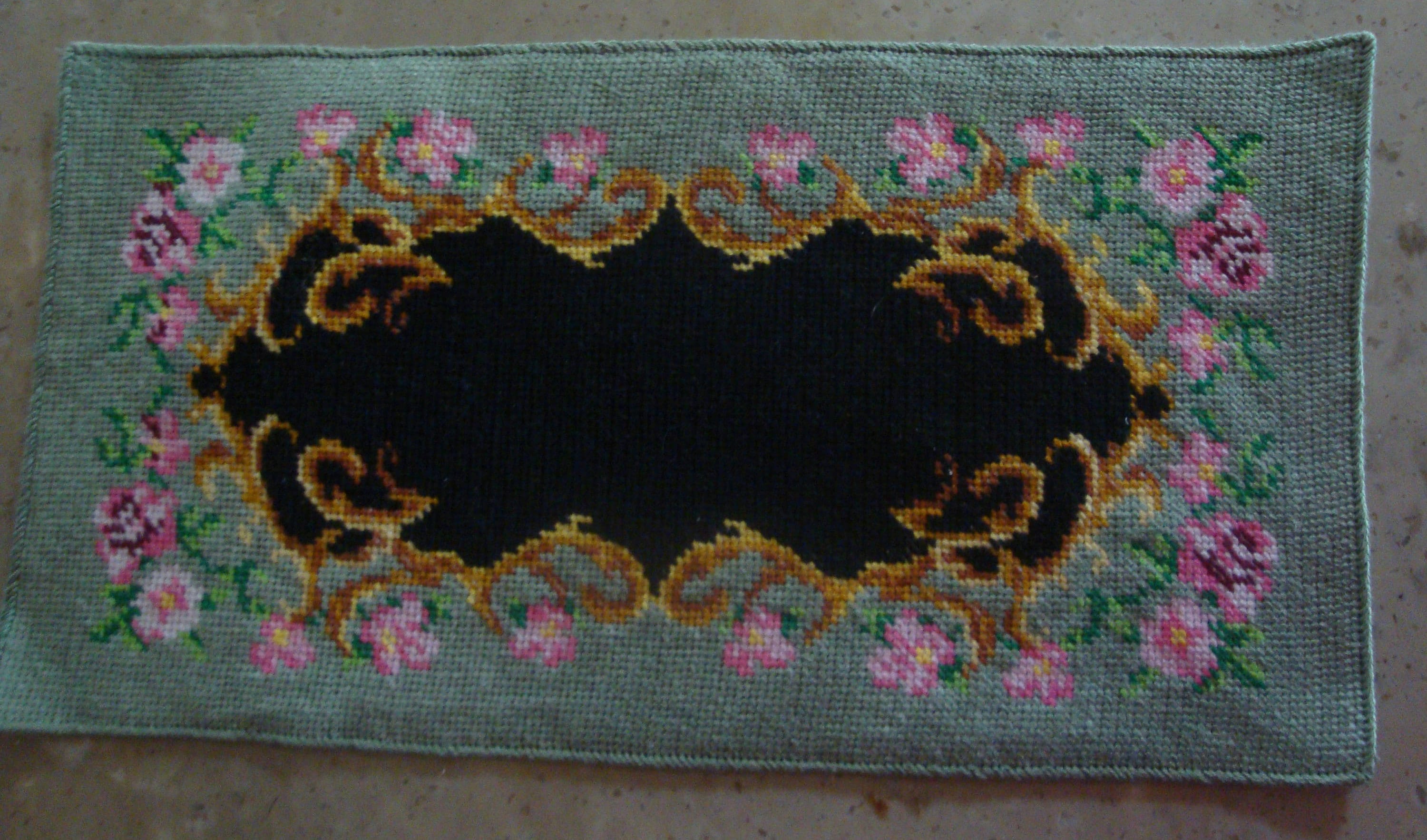 Green and Black Victorian Scroll Miniature Carpet - Etsy