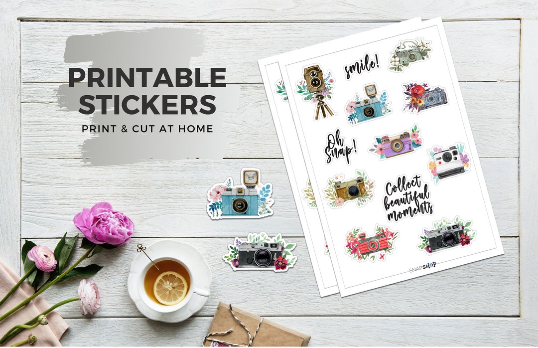 Autocollants imprimables | Autocollants d'appareil photo rétro ...
