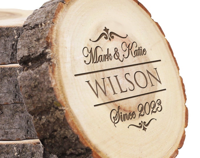 Engraved Log Coasters for Wedding, Personalized Log Coasters Custom ...