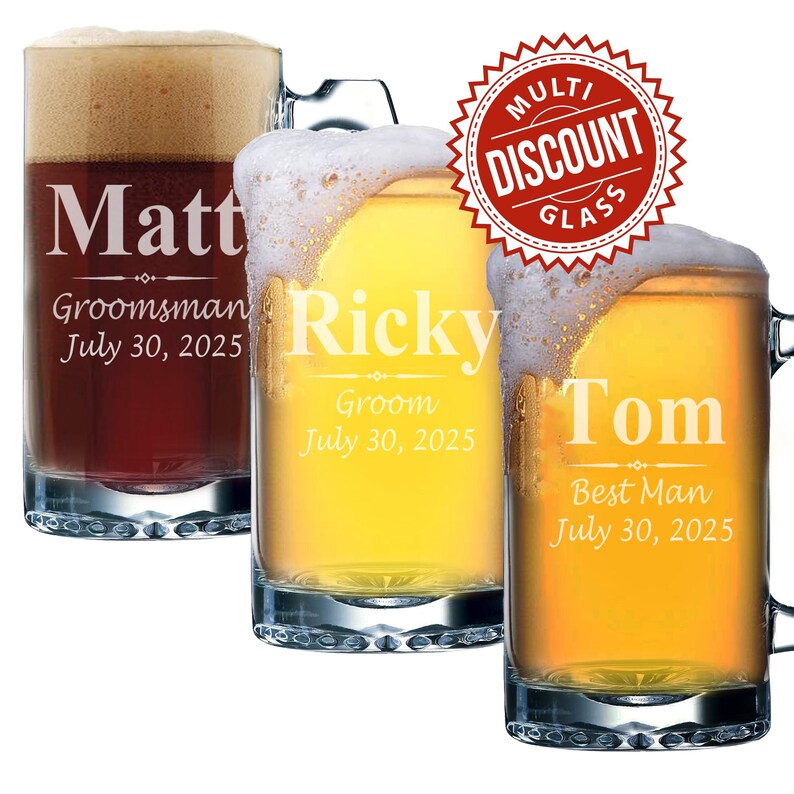 Personalized Beer Mug, Groomsman Gift, Groomsmen Beer Glass, Groomsmen ...