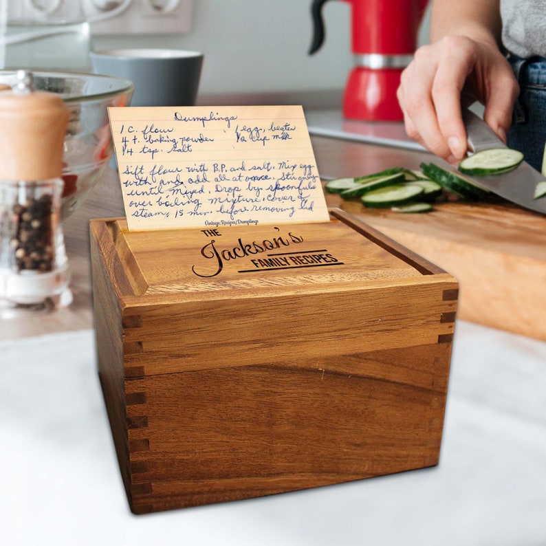 Custom Recipe Box Engraved Wood Recipe Box Personalized - Etsy