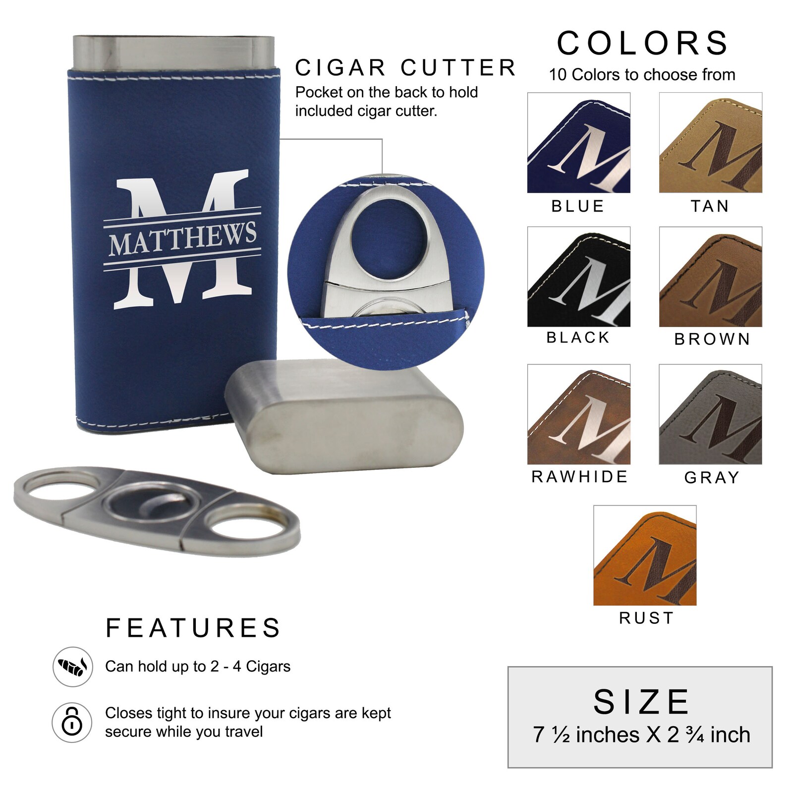 Custom Cigar Case Leather Cigar Accessories Case Cigar - Etsy