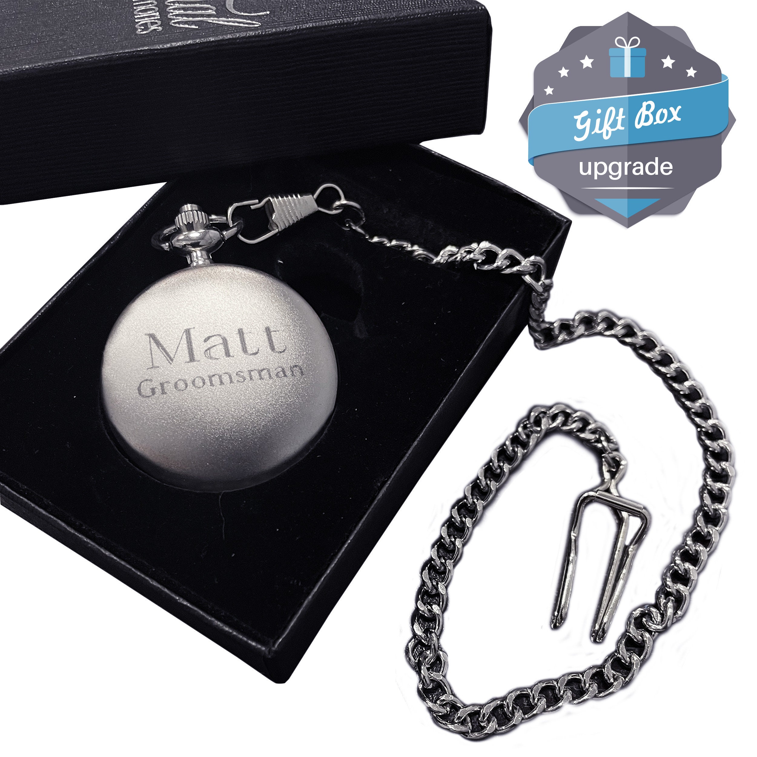 Engraved Pocket Watch, Gifts for Groomsmen, Wedding Party Gifts, Silver ...