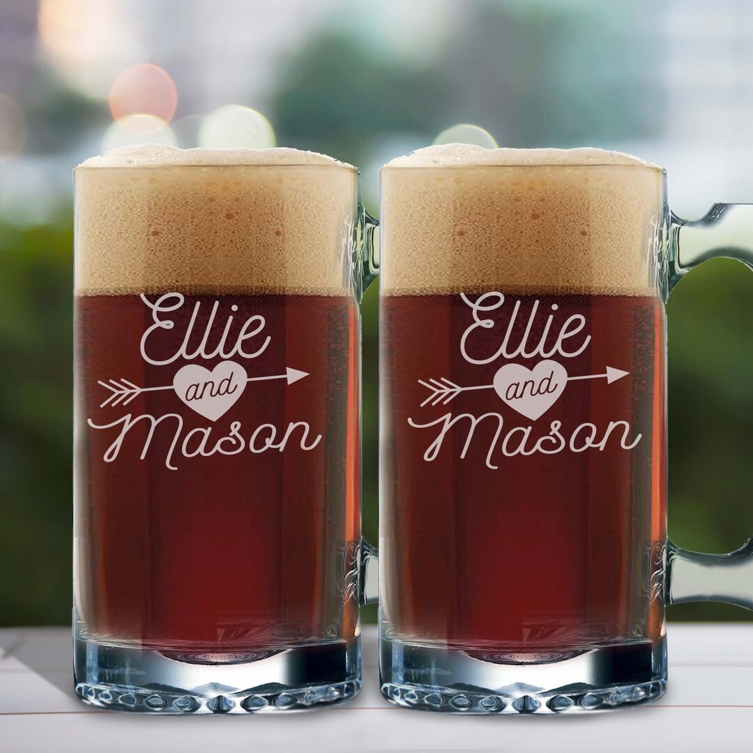 Personalized Couples Beer Mugs, Custom Anniversary Beer Mug Set of 2 ...