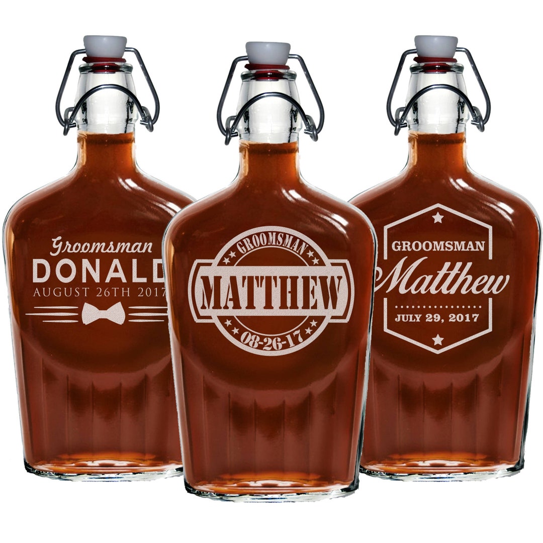Personalized Glass Flask, Swing Top Bottle, Groomsmen Gift, Groomsmen ...