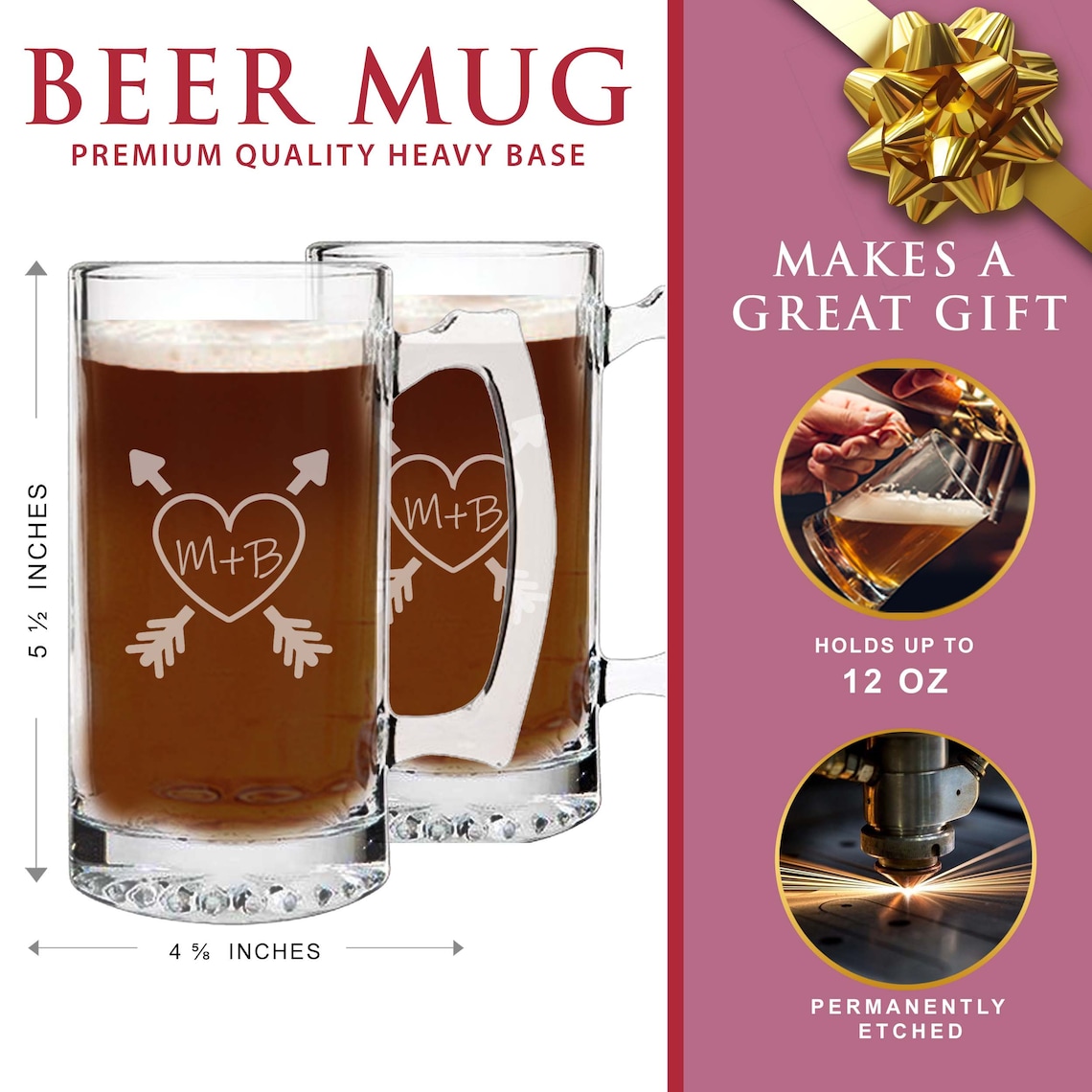 Personalized Couples Beer Mugs, Custom Anniversary Beer Mug Set of 2 ...