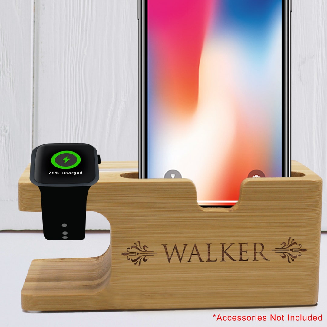 Docking Station Personalized, Wooden Docking Station, Phone Dock Stand ...