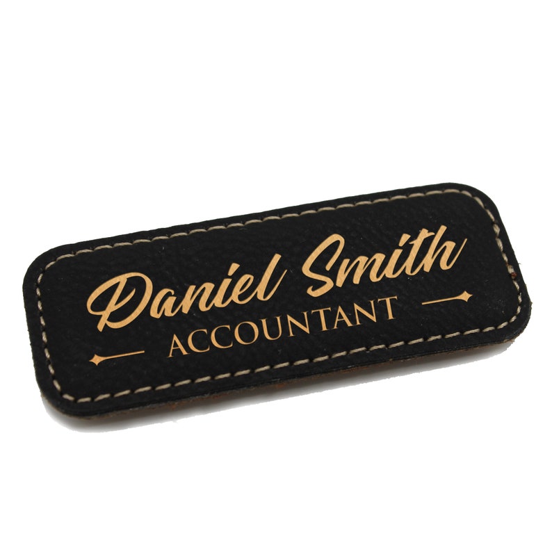 Leather Name Tag Name Tags Magnetic Oval Name Badge - Etsy