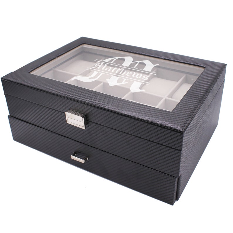 Personalized Watch and Sunglasses Box With Drawer Engraved - Etsy