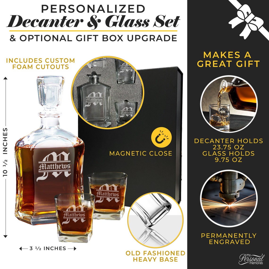 Decanter and Glasses Gift Set Personalized Decanter With - Etsy