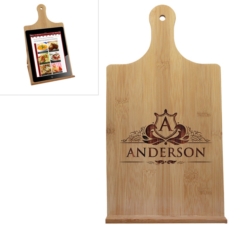 Personalized iPad Stand, Wooden Tablet Holder, Cookbook Holder, Wood ...