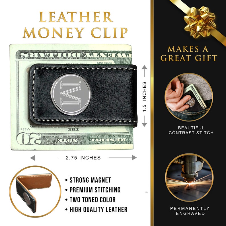 Money Clip Men, Money Clip for Men, Money Clip Gift for Dad, Leather ...