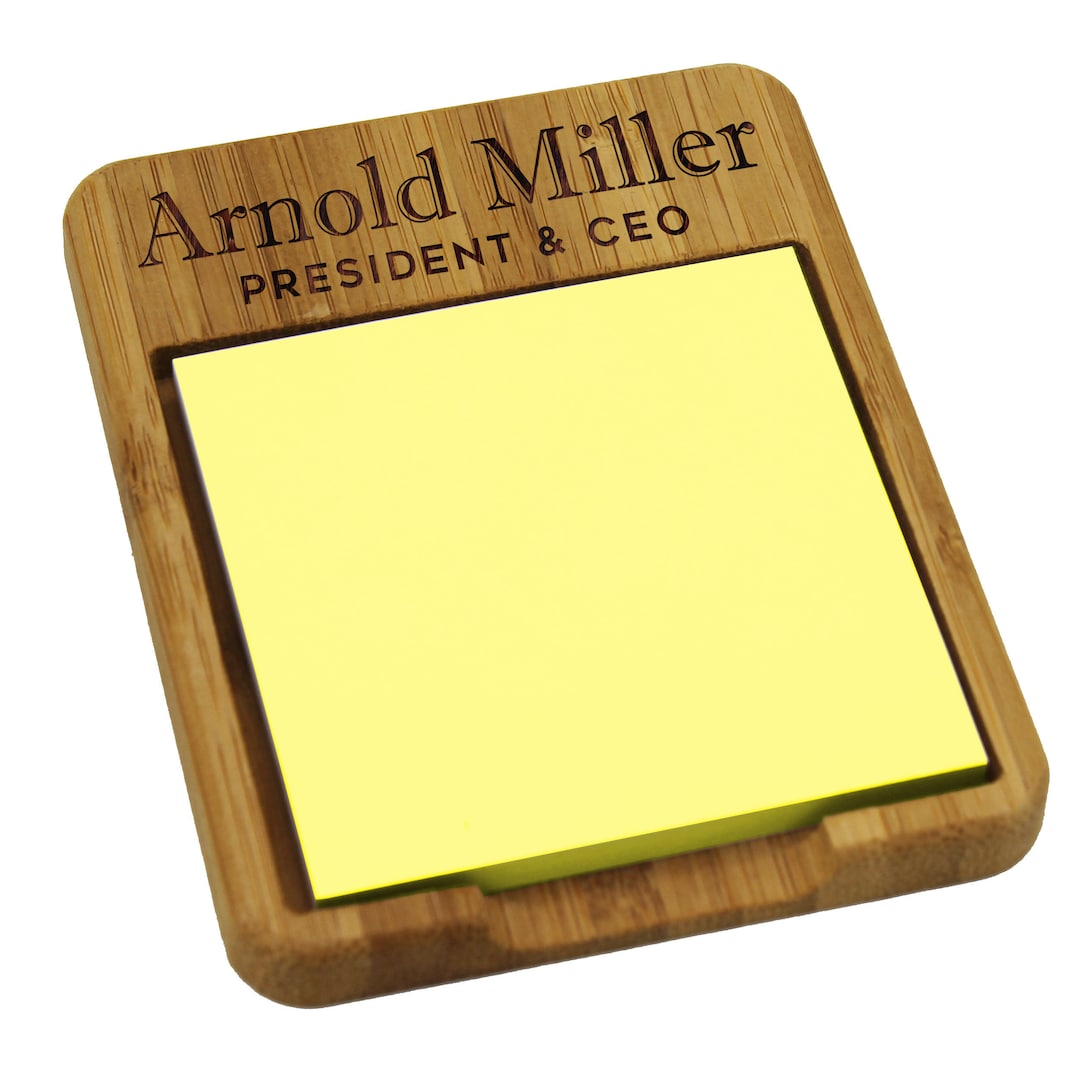 Wood Sticky Note Holder, Personalized Sticky Notes, Desk Gift ...